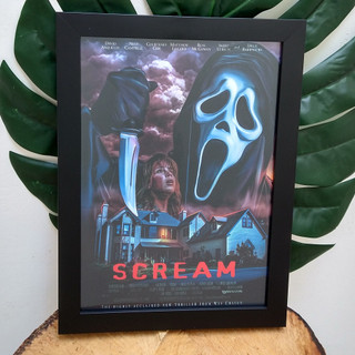 Quadro decorativo com moldura e vidro Pânico Ghostface pôster filme ...