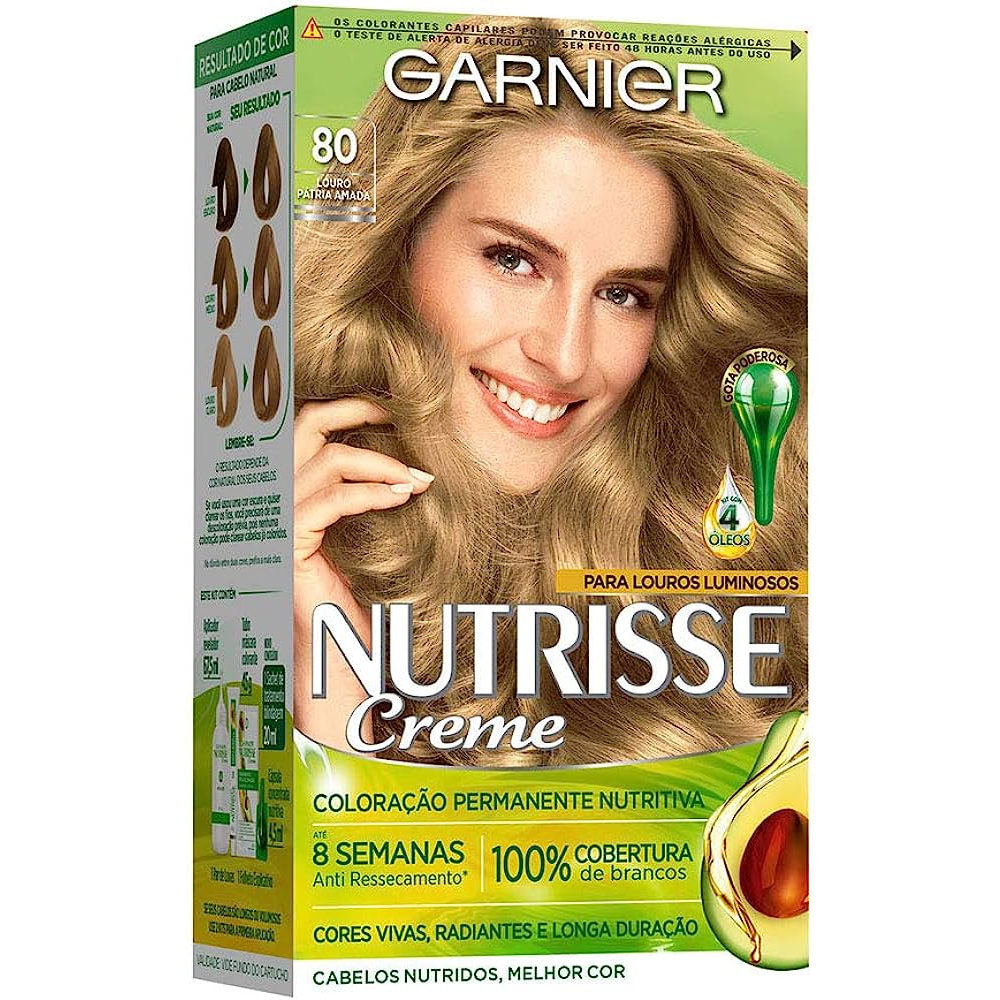 Coloração Nutrisse Garnier - 80 Louro Pátria Amada | Shopee Brasil