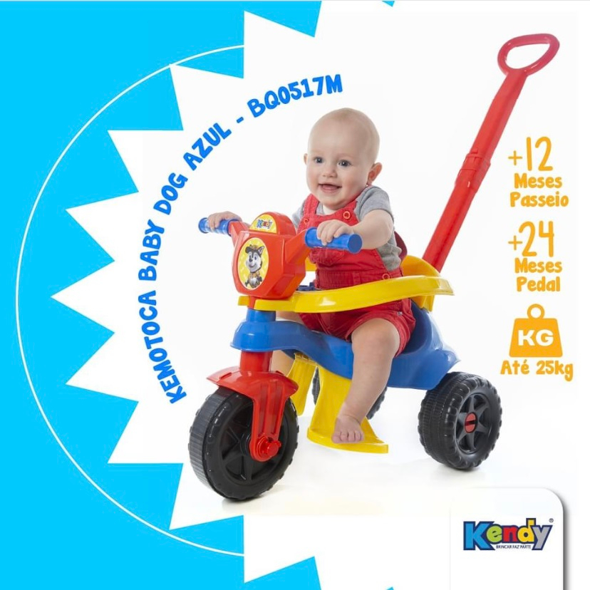 Triciclo Velotrol Infantil Motoca Totoca Baby Dog Azul Kendy | Shopee ...