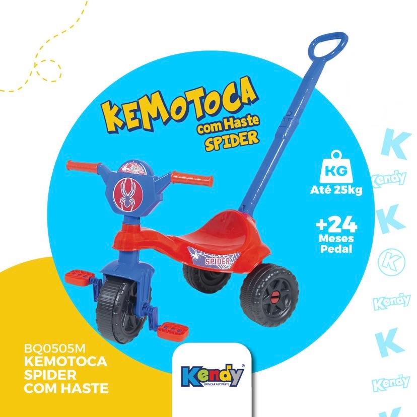 Triciclo Velotrol Infantil Motoca Spider Com Empurrador Kendy | Shopee ...