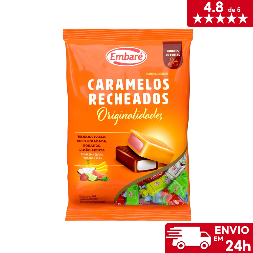 Bala Caramelo Recheado Sortido 600 grs - Embare | Shopee Brasil