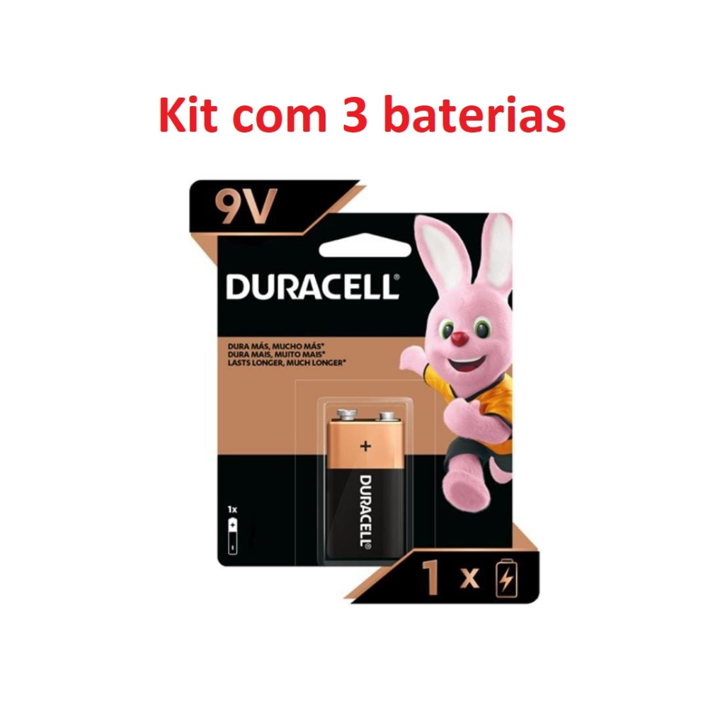 03 Baterias Alcalina 9v Duracell com 1 unidade - Envio Rápido | Shopee ...