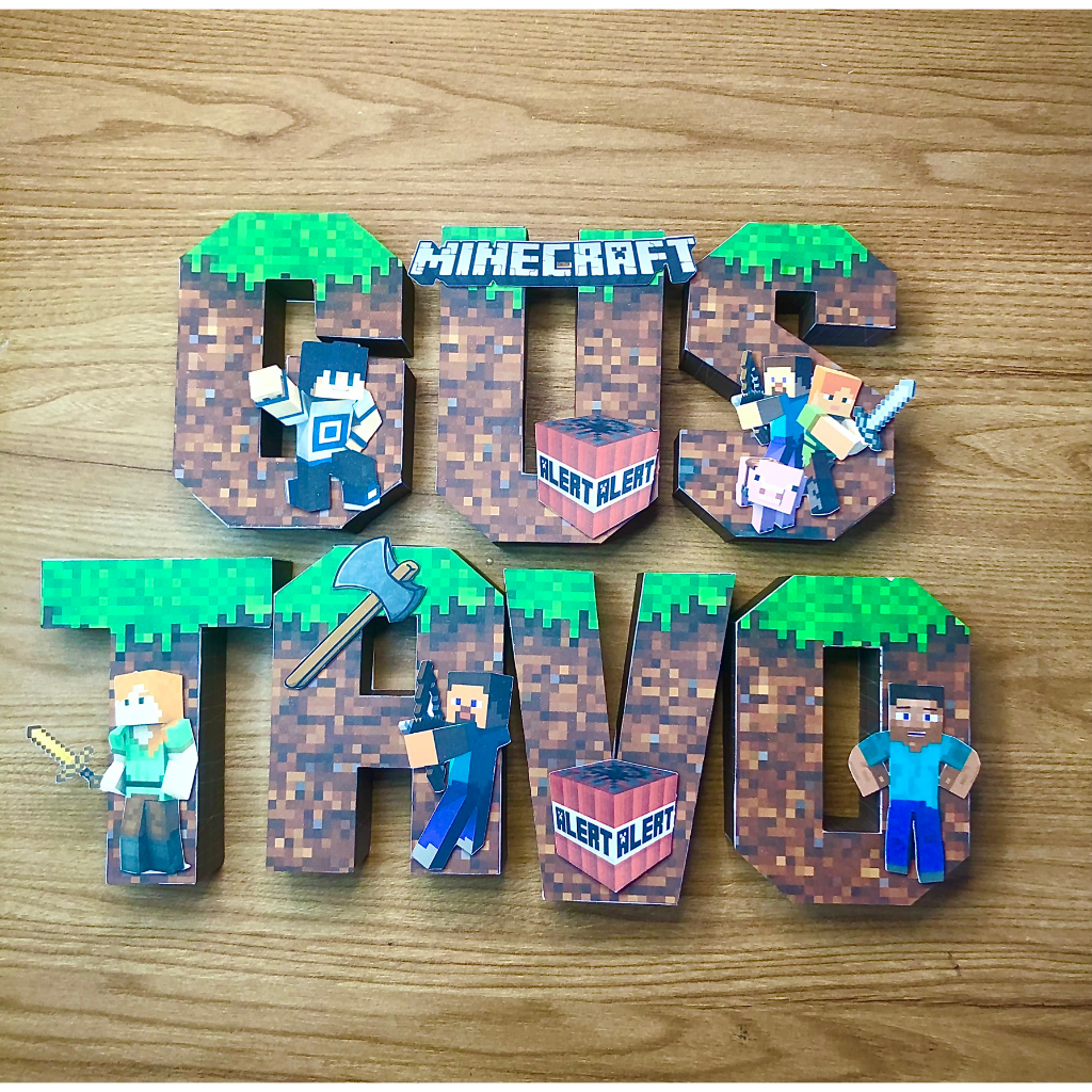 Letra 3D Tema MINECRAFT. Elaboramos em qualquer tema | Shopee Brasil