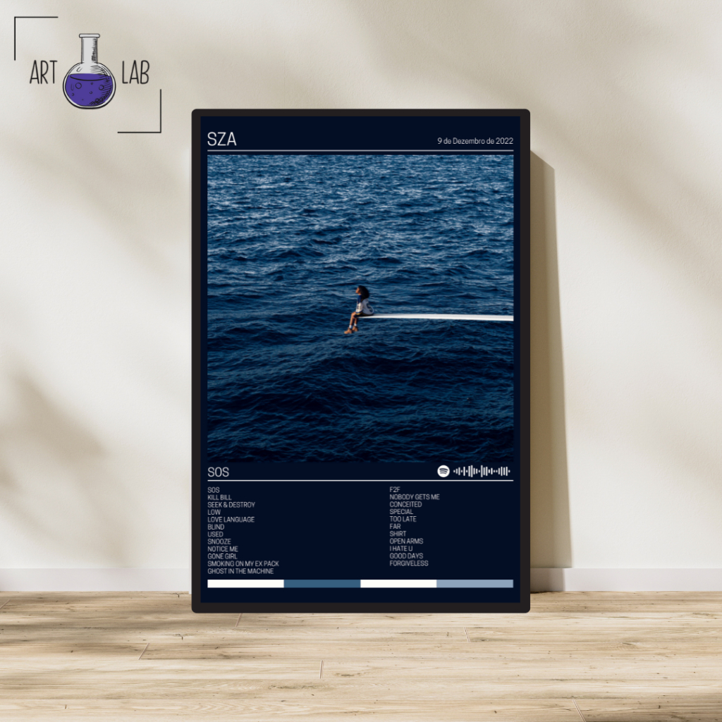Quadro decorativo álbum Spotify SZA SOS moldura e vidro | Shopee Brasil
