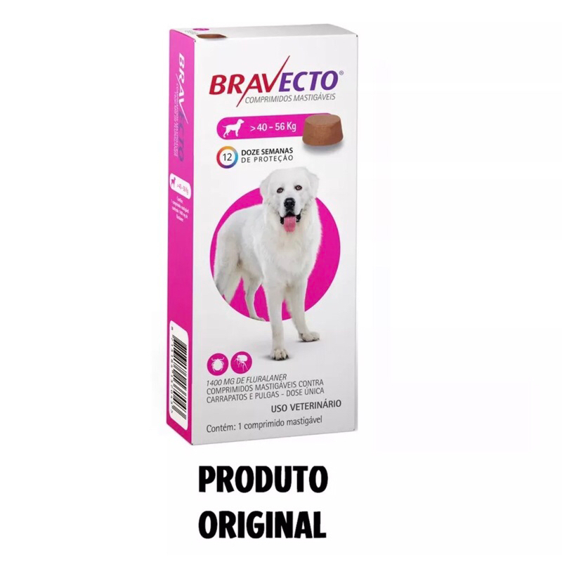 Antipulgas e Carrapatos MSD Bravecto para Cães de 40 a 56KG | Shopee Brasil