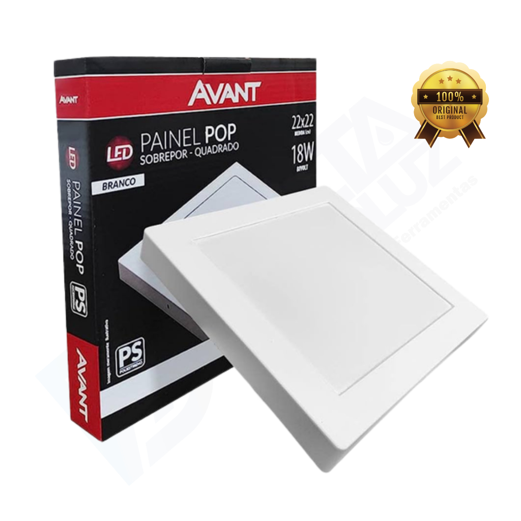 Painel de Led Plafon 18w Sobrepor Quadrado Redondo Avant/Elgin Branco frio 6500K | Shopee Brasil