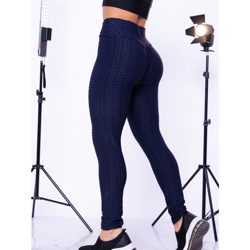 Legging Bolha Suplex Cós Alto Empina Bumbum Fitness Academia legue ...