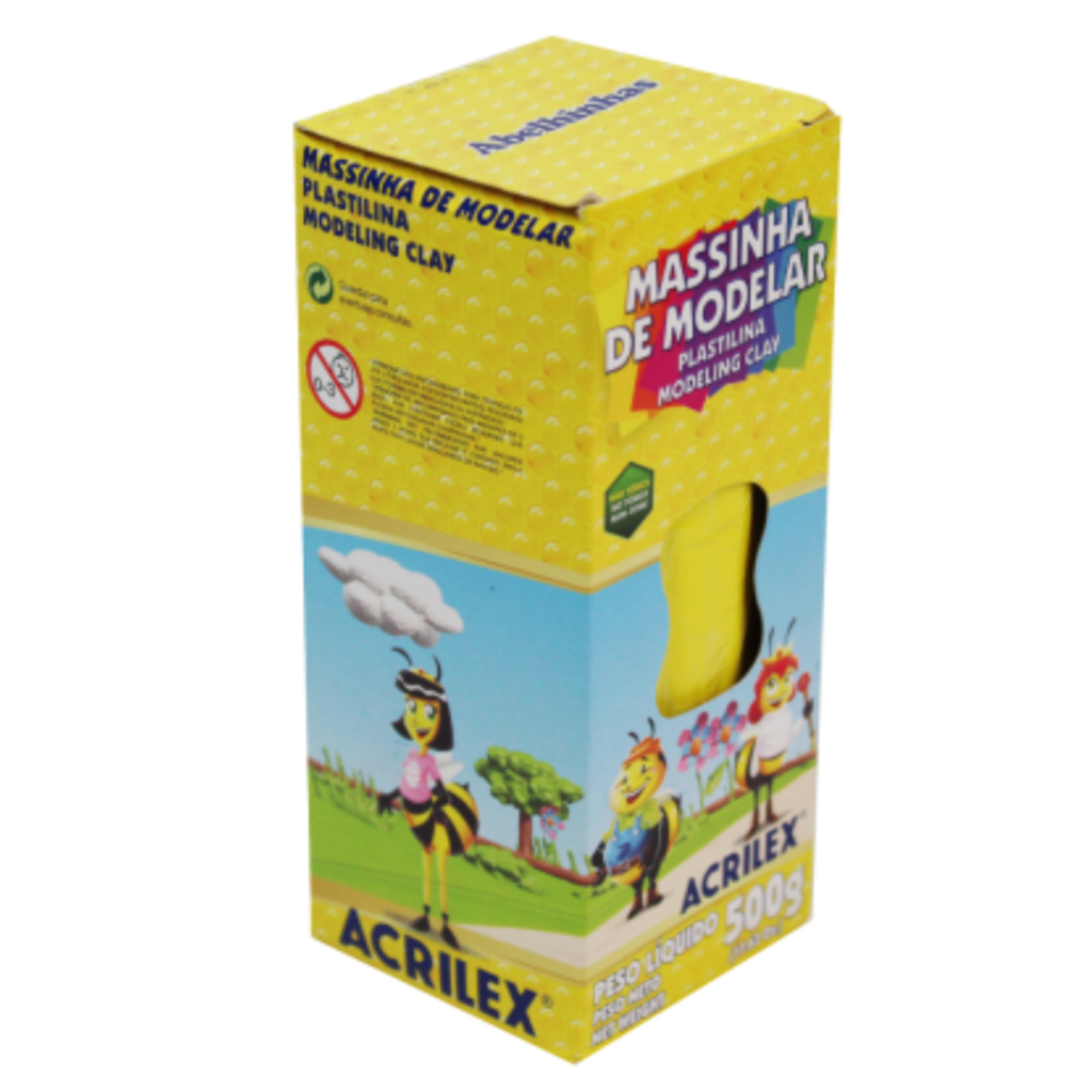 Massa de Modelar Plastilina Acrilex 500g - Amarelo Ouro (505) | Shopee Brasil