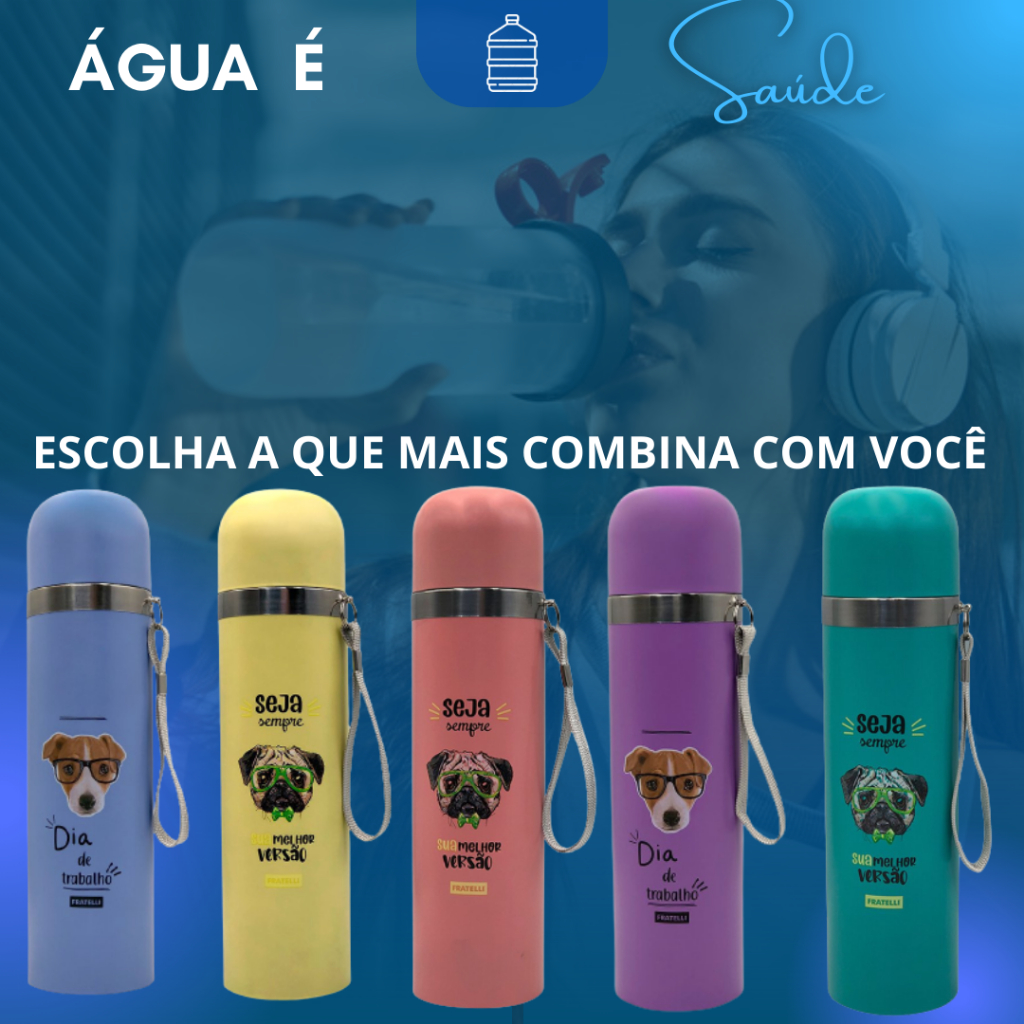 Garrafa Color Estampa Pet Inox 480ml | Shopee Brasil