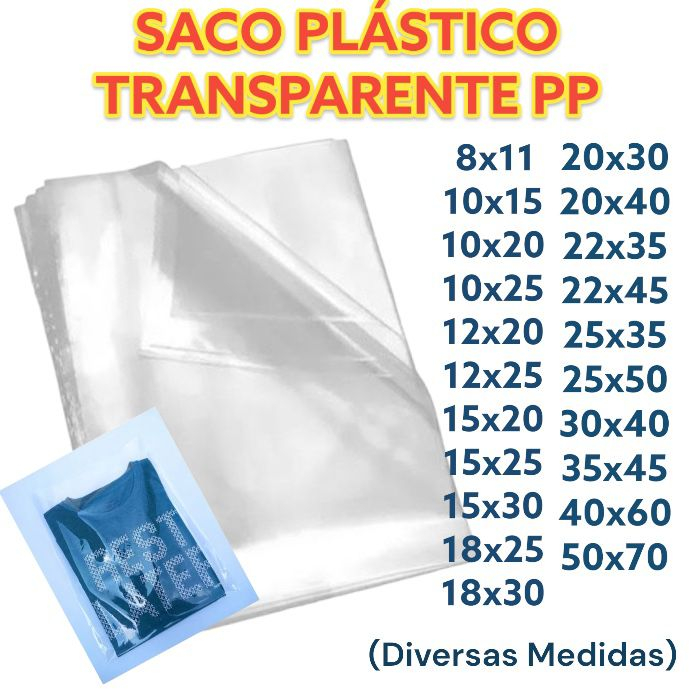 20 UNIDADES SACOS PLÁSTICOS PP TRANSPARENTE 8X11 - 10X15 - 10X20 ...
