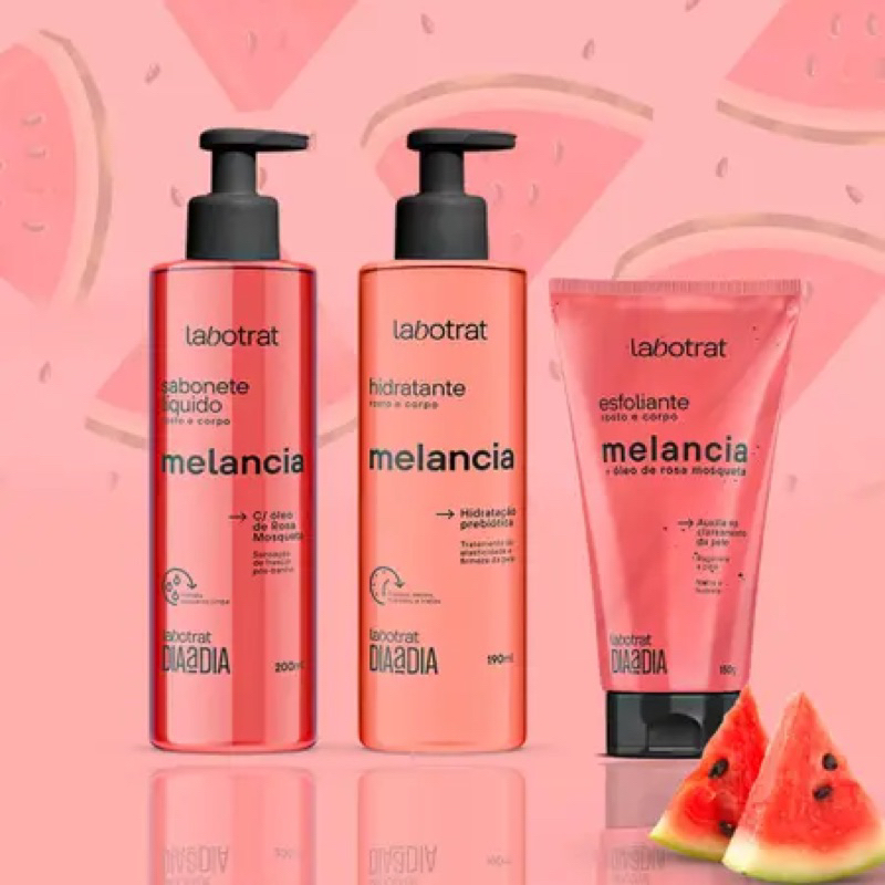KIT ESFOLIANTE + HIDRATANTE + SABONETE LIQUIDO MELANCIA DIA A DIA ...