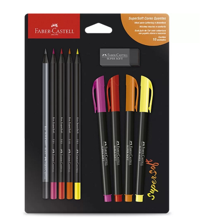 Kit Lettering Supersoft Cores Quentes, Faber-Castell | Shopee Brasil