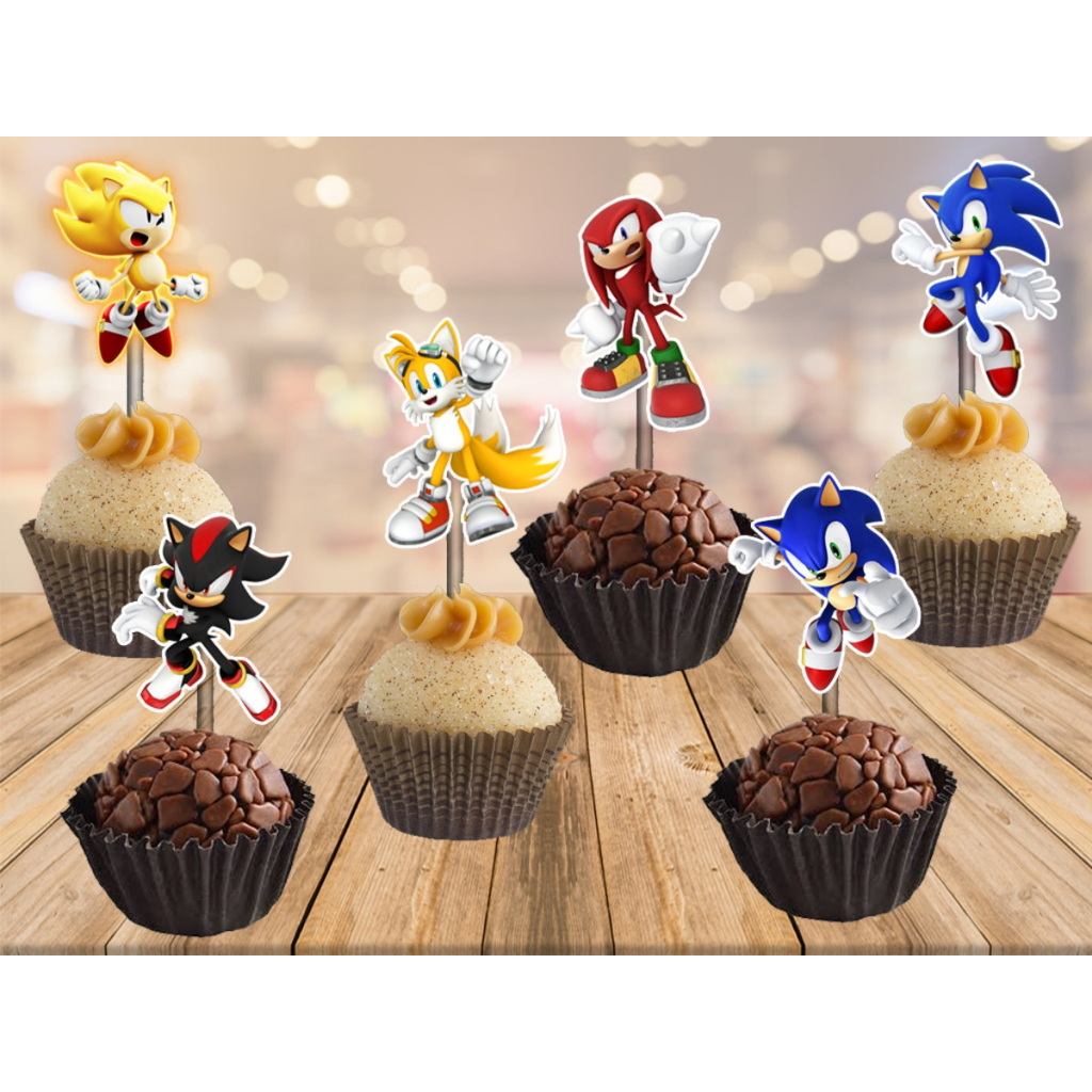 50 Tags Toppers P/ Docinho Sonic para festa, brigadeiro beijinho varios ...