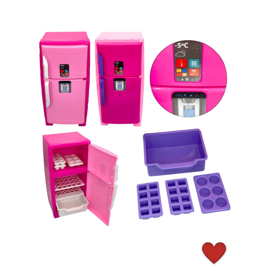Brinquedo Mini Freezer Geladeira Infantil c/ Formas de Gelo Gaveteiros ...