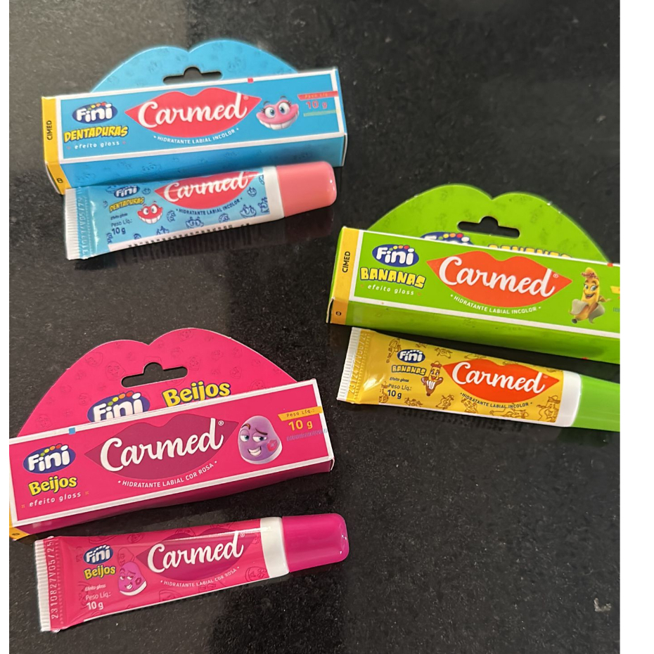 Kit Hidratante Labial Carmed Fini 1 Dentadura + Beijo + 1 Banana | Shopee Brasil