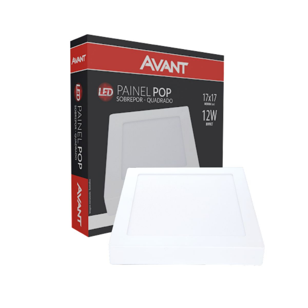 Painel Pop Led Sobrepor Quadrado 17x17 Br6500k 12w Avant | Shopee Brasil
