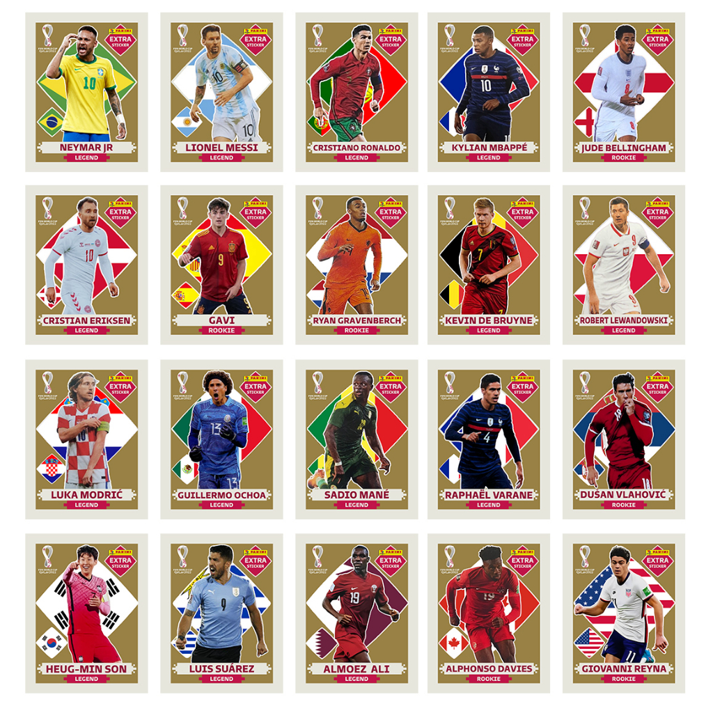 PACK COM 20 FIGURINHAS LEGEND GOLD COPA 2022 | Shopee Brasil