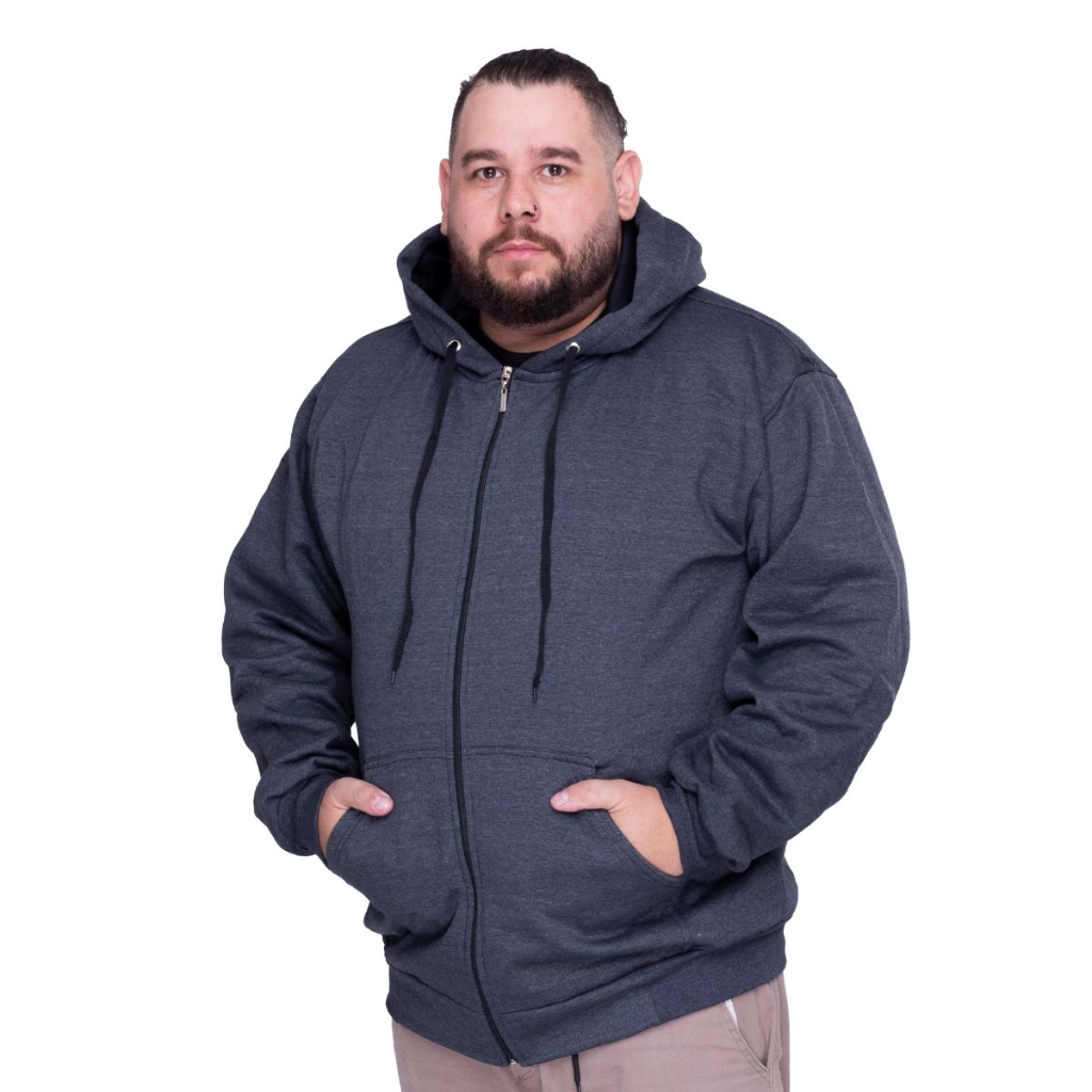 Moleton Pluz Size G1 G2 G3 Grandon Aberto Com Ziper E Capuz Blusa De