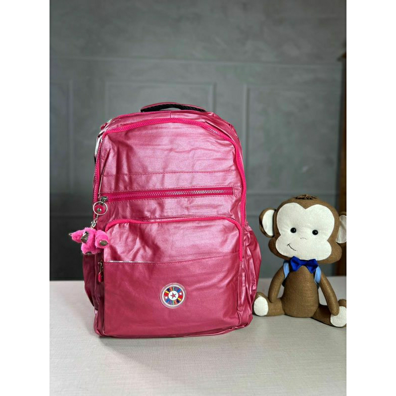 Mochila Metalizada Kipling Escolar Grande Chaveiro Macaco | Shopee Brasil