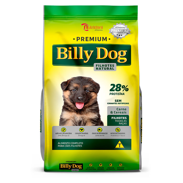 Ração Para Cachorro Billy Dog Filhote Natural Premium Carne e Cereais ...