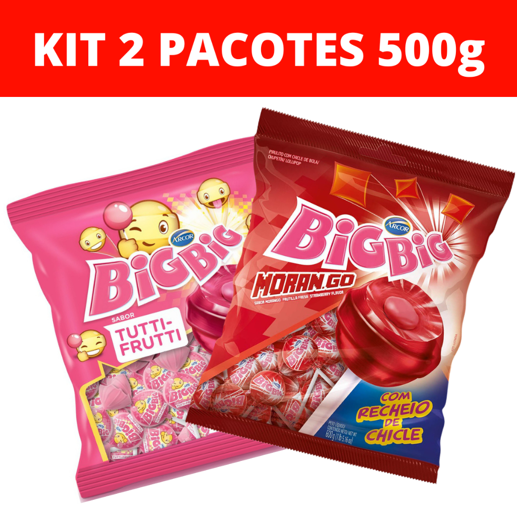 Pirulito Big Big Kit C/2 Pacotes 500g - Arcor | Shopee Brasil