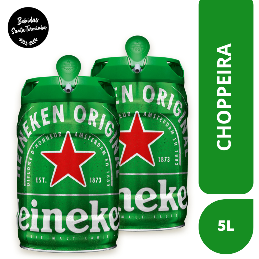 Cerveja Heineken Barril de Chopp Choppeira Heineken 5l - Caixa com 2 ...
