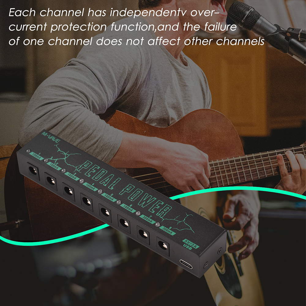 M-vave Guitar Effect Pedal Power Supply 8 Isolated DC Outputs/ 5V USB ...