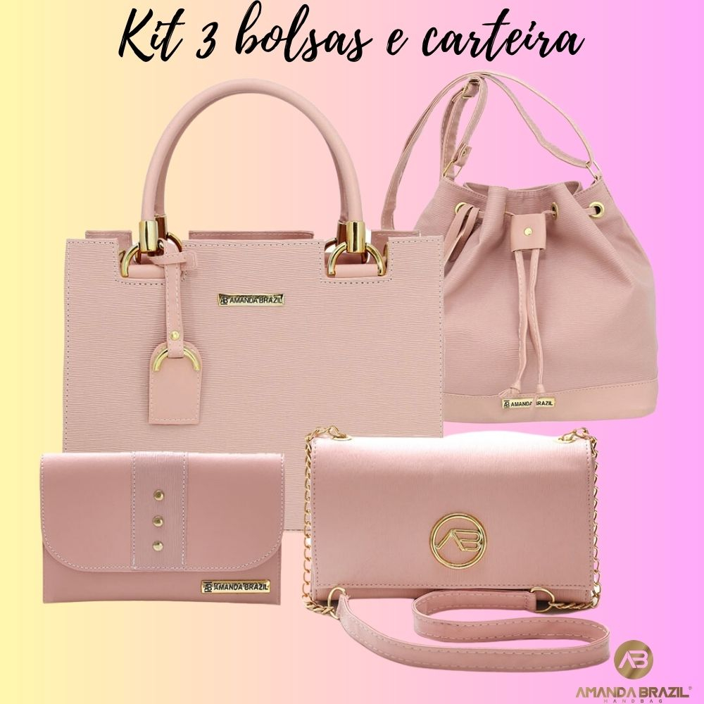 Kit Bolsas Amanda Brazil Com Alças Transversal E Carteira | Shopee Brasil