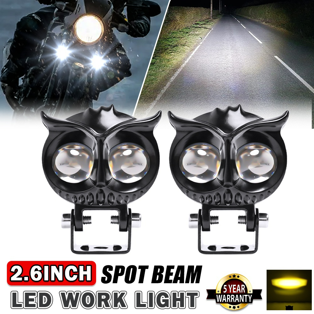 Farol De Moto Super Led 6000 Lumes Olho de Coruja Lente Auxiliar De Cor ...