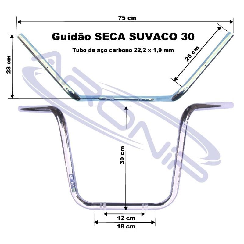Guidao 7/8 30 Alt Seca Suvaco Cromado Kansas 150 Mirage 150 Intruder 125 (Aronip) | Shopee Brasil