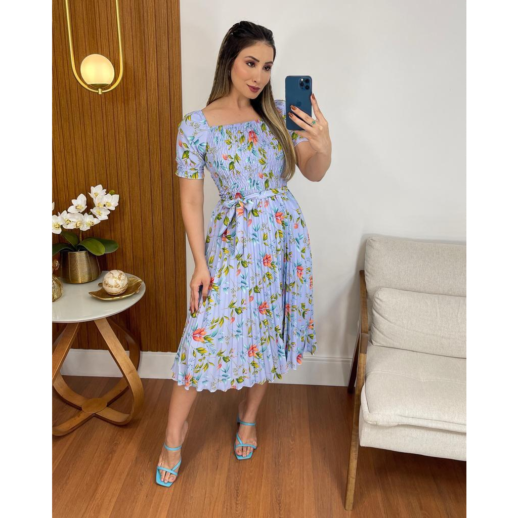 Vestido Feminino Midi Evangélico Moda Cristã Festa Social Modesto ...