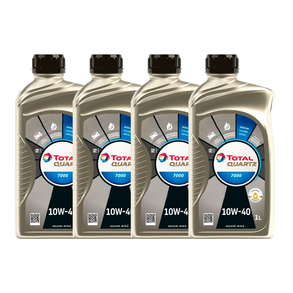 Kit 4 Total 10w40 Quartz 7000 Semissintético SN - Faz a Boa!