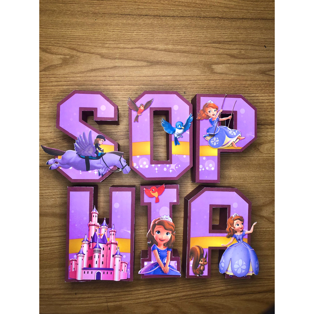 Letra 3D Tema PRINCESA SOPHIA. Elaboramos em qualquer tema | Shopee Brasil