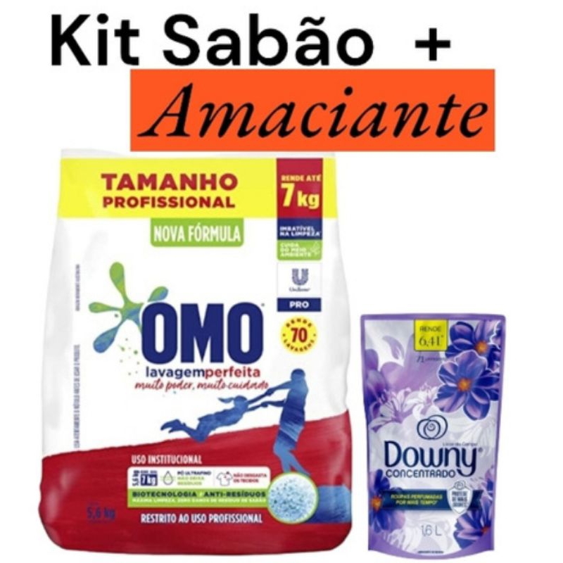 Sabão OMO lavagem perfeita 5,6 + Amaciante Downy 1,6L | Shopee Brasil