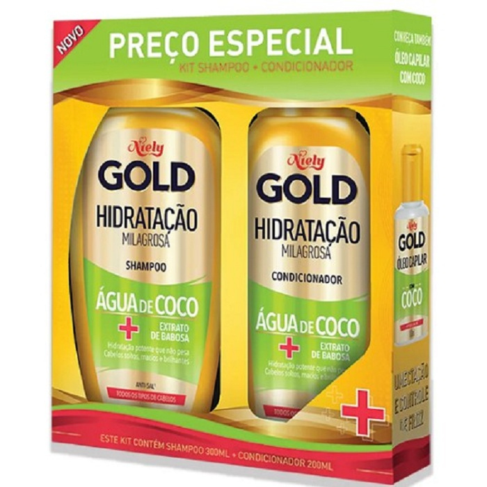 NIELY GOLD KIT (SHAMPOO CONDICIONADOR) ÁGUA DE COCO | Shopee Brasil