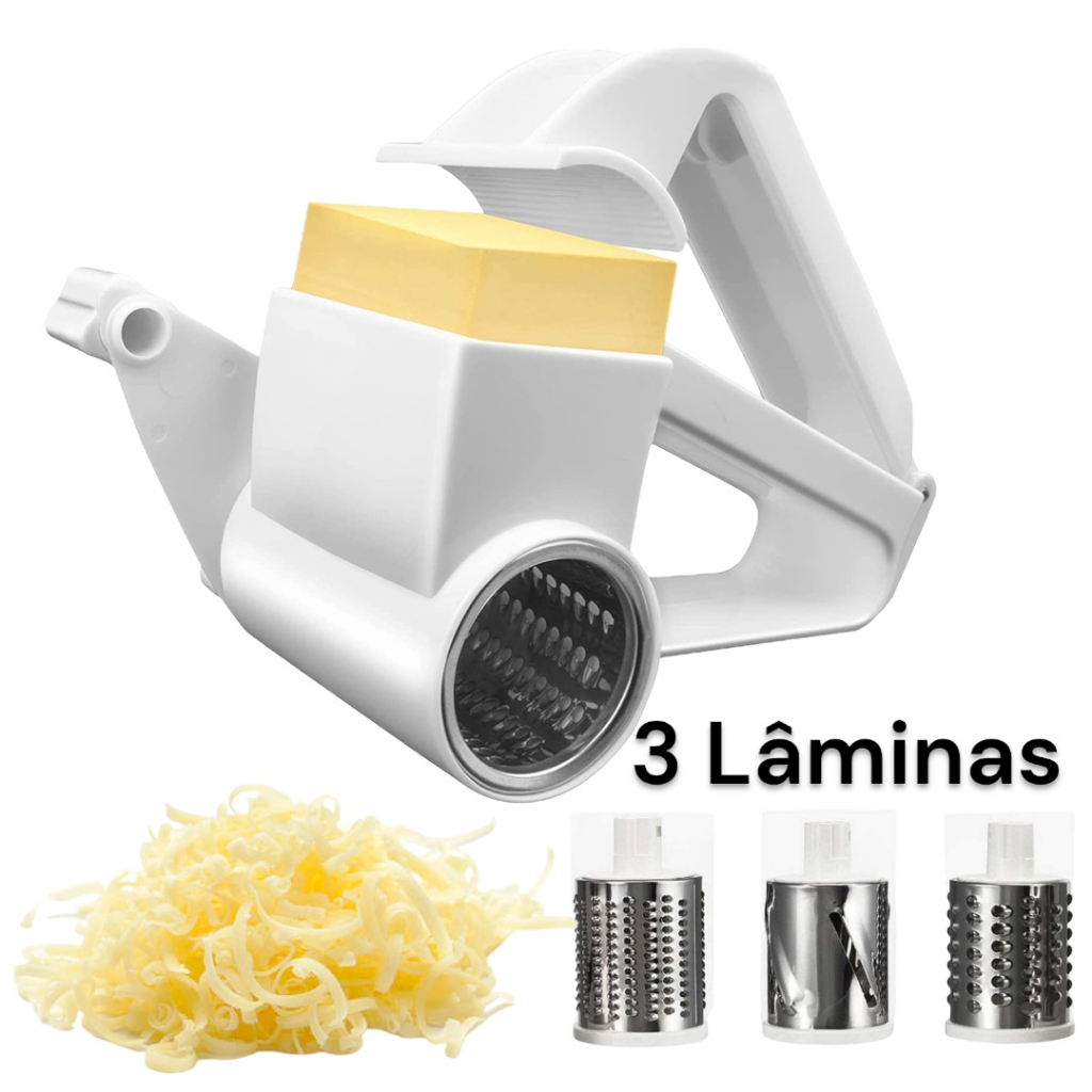 Ralador De Queijo Manual Inox 3 em 1 Fatiador Cortador Legumes Vegetais ...