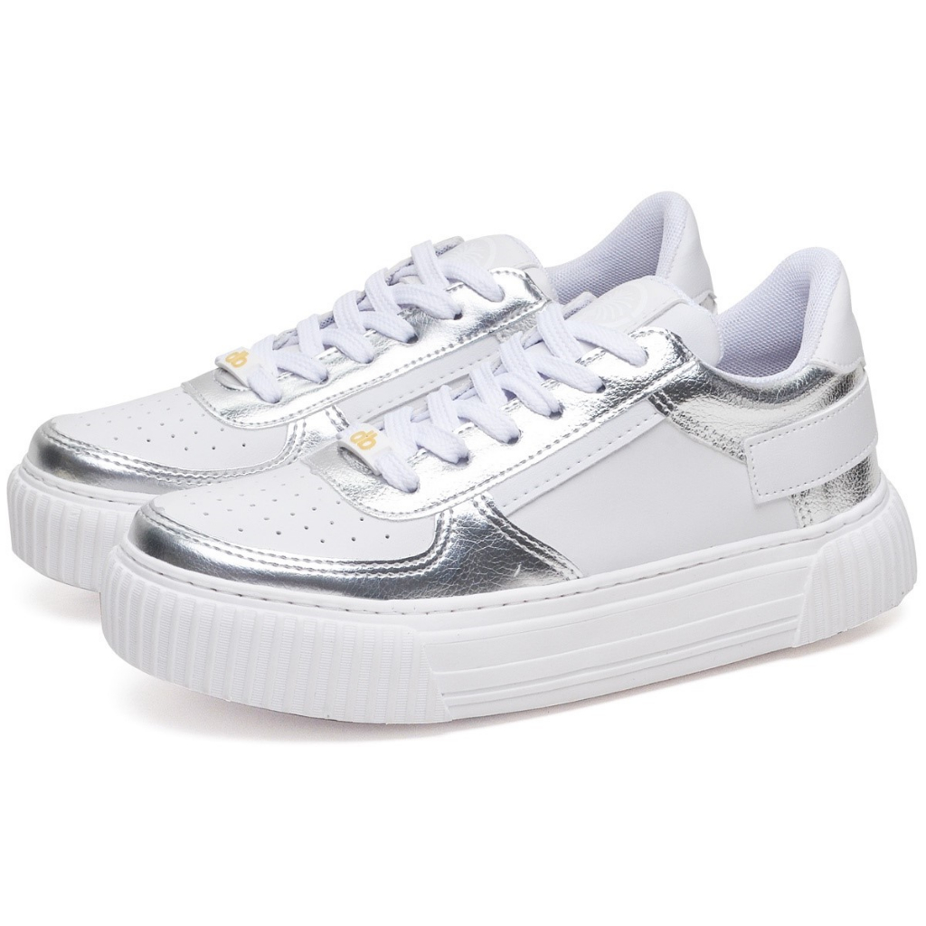 Tenis Feminina Dubuy Flatform SUN Branco Recorte Prateado Original ...