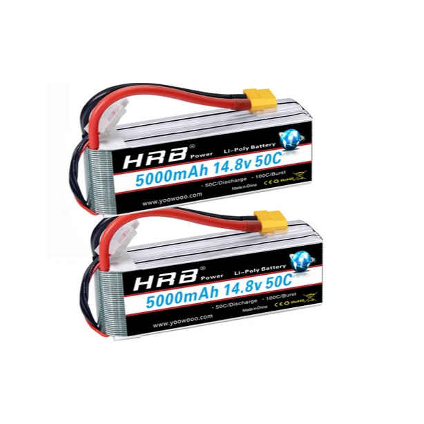 2 Unidades Bateria 4s 14.8v Lipo 5000mah Hrb 50c / 100c Xt60 carga 5c Nova pronta entrega no ...