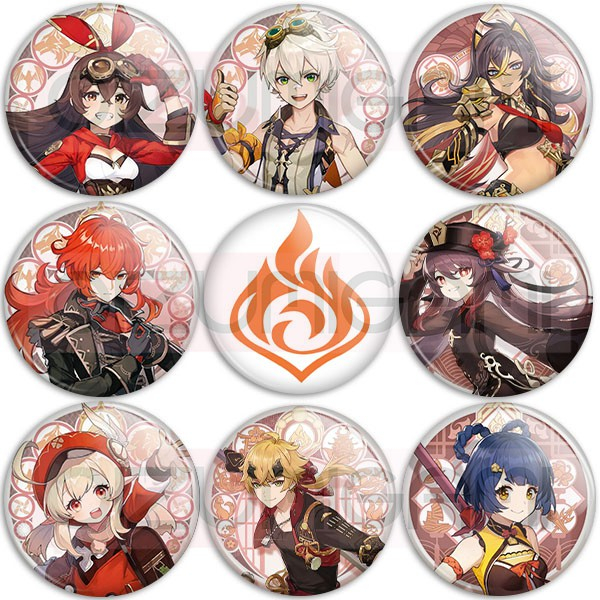 Botons - Buttons - Genshin Impact - Elemento Pyro - Tam: 4,5cm | Shopee ...
