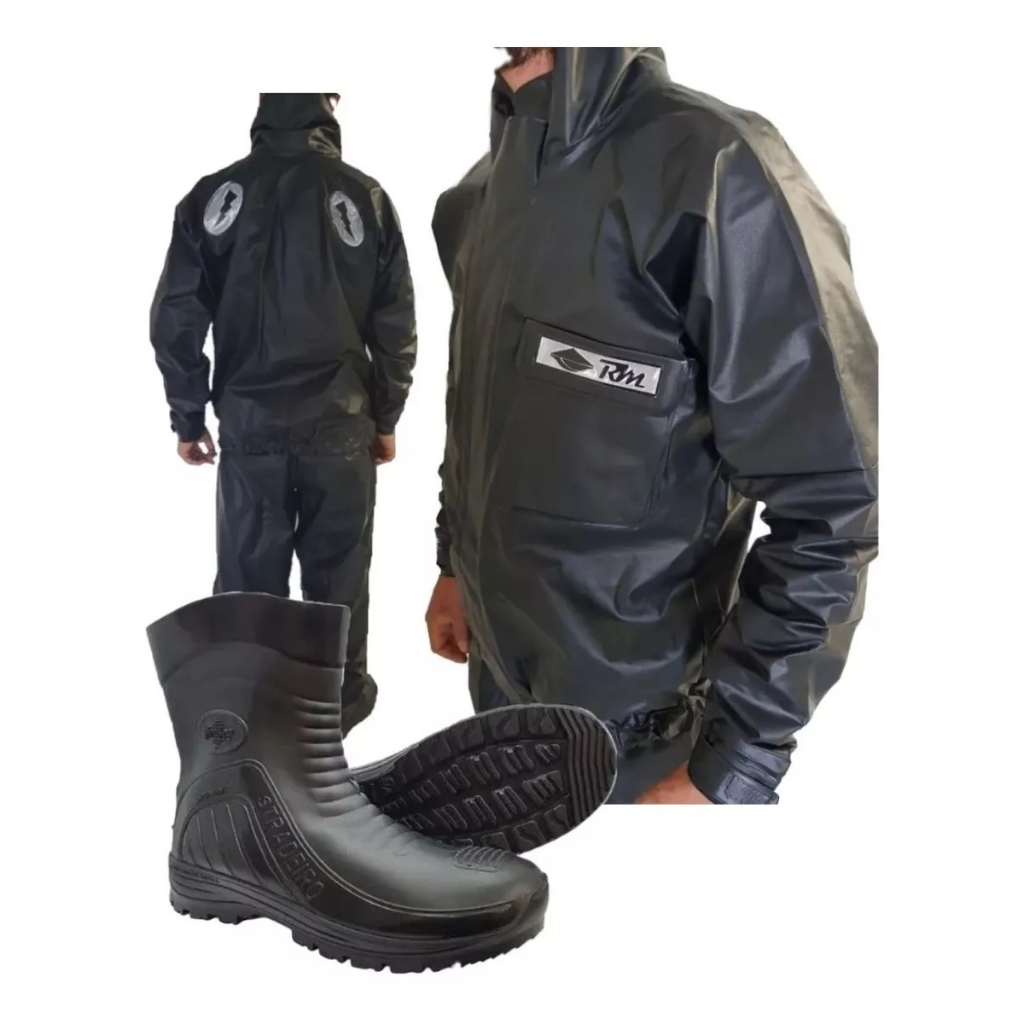 Kit Capa De Chuva Moto Pvc + Bota Impermeavel Motoqueiro | Shopee Brasil