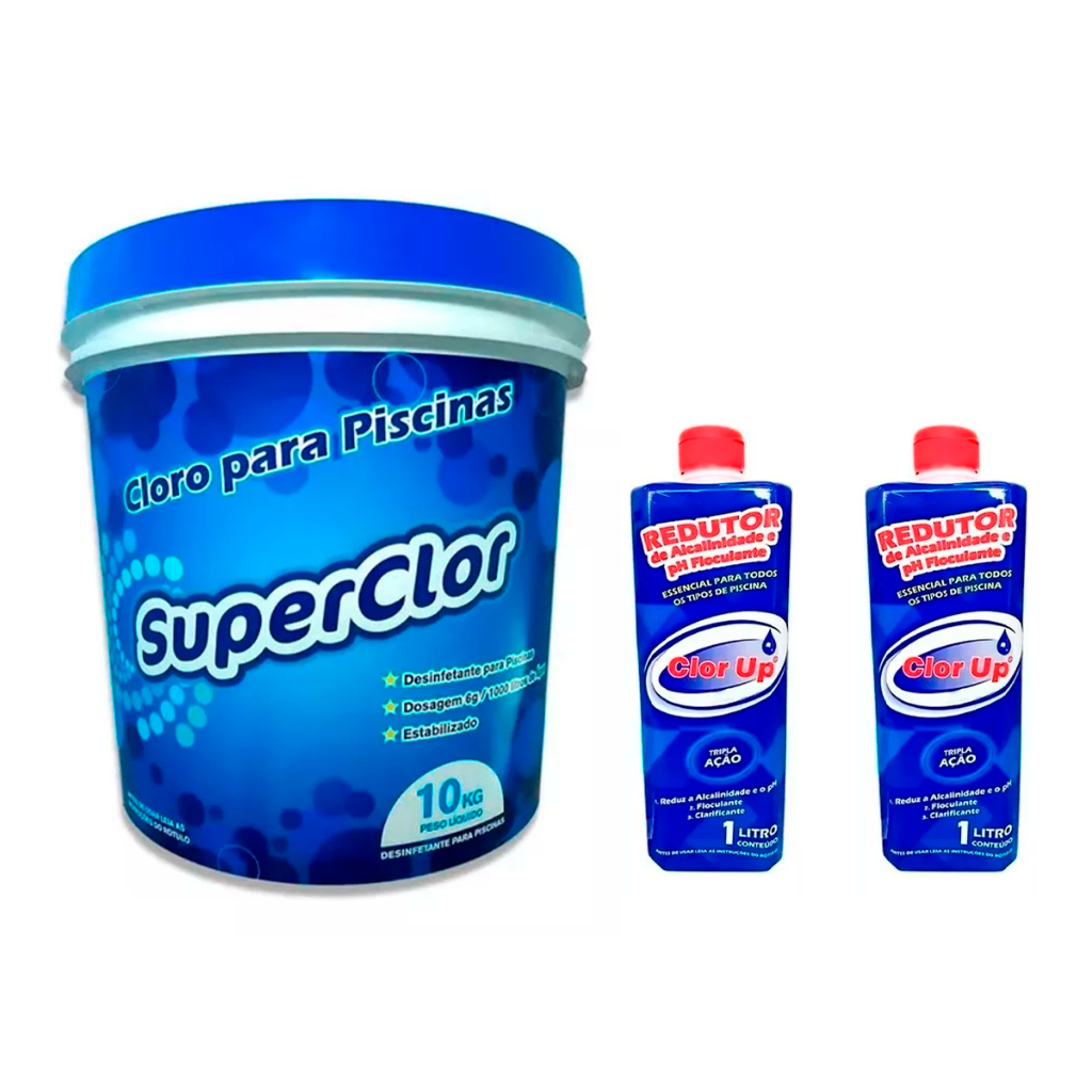 Kit Cloro Super Clor Desinfetante Balde 10Kg Granulado Limpeza de ... Kit Cloro Super Clor Desinfetante Balde 10Kg Granulado Limpeza de ...
