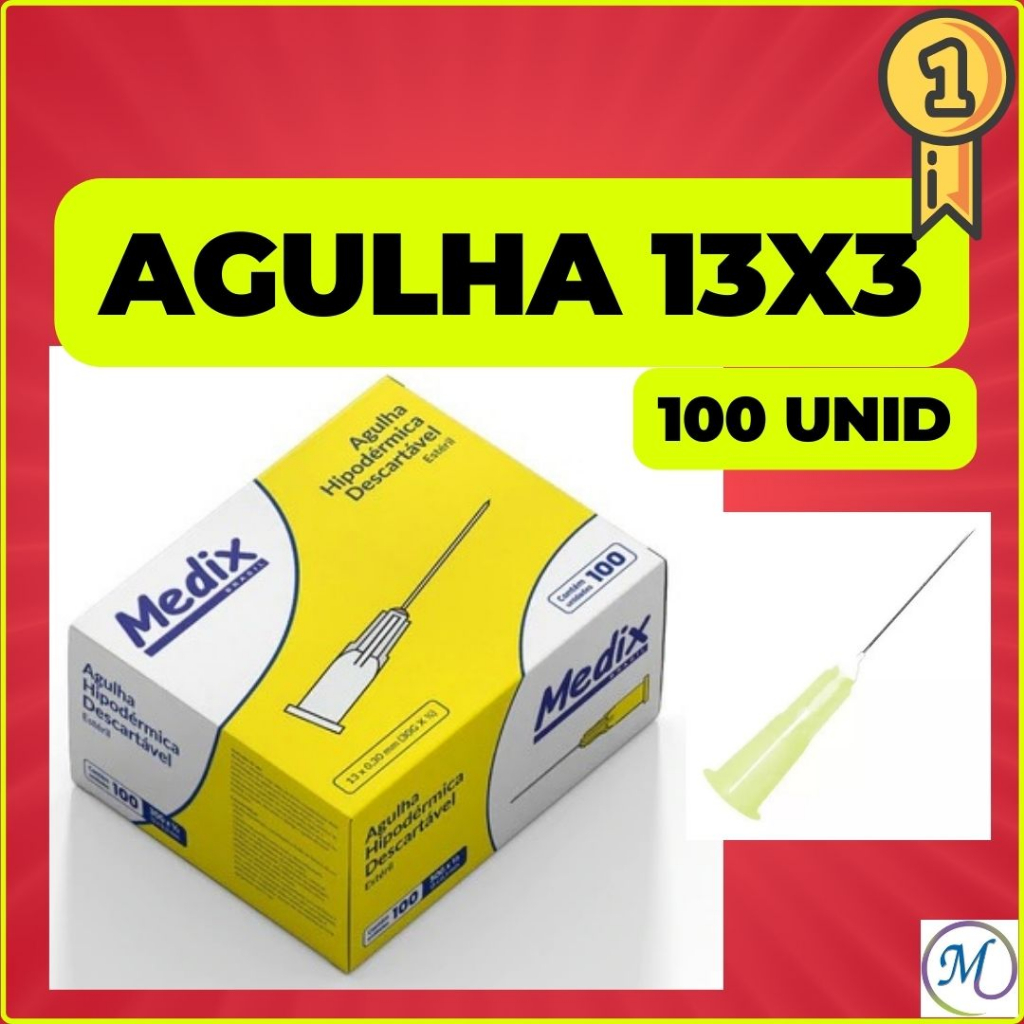 Agulha 13x3 - Medix caixa c/100 - Agulha Hipodérmica Descartável ...