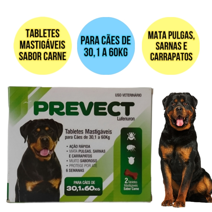 Antipulga Carrapato Sarna Pet Cachorro Para Cães 30,1 a 60 Kg – Prevect ...