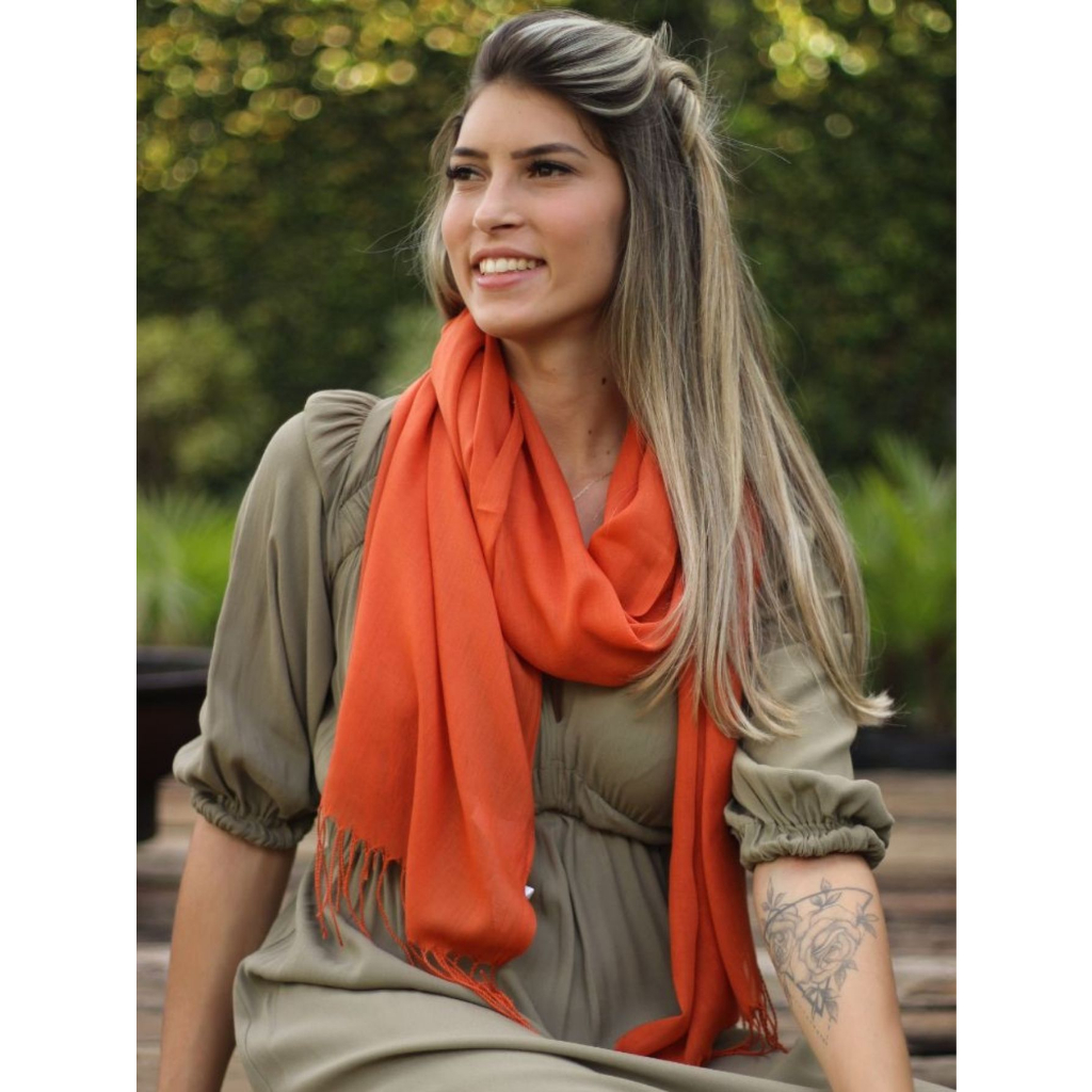 Cachecol lisa de 120～230g com franjas pronto para entrega | Shopee Brasil