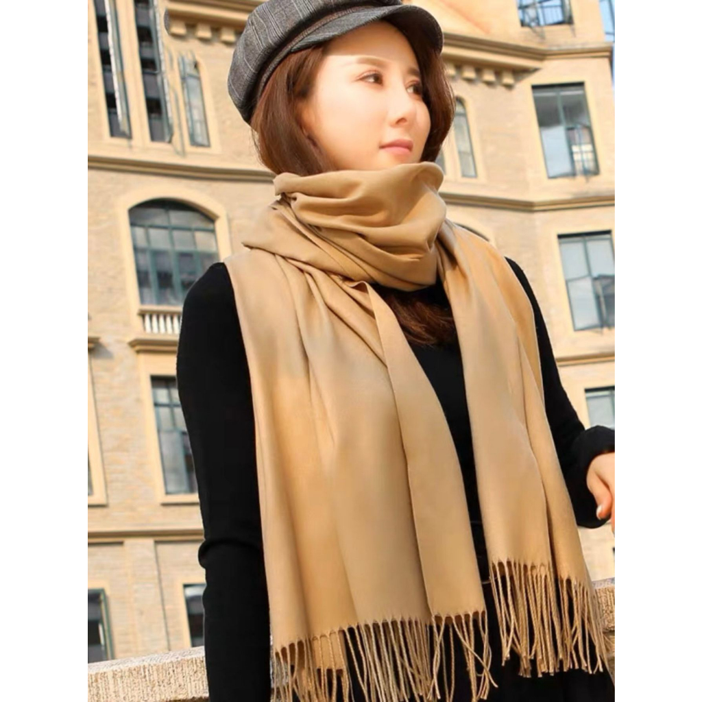 Cachecol lisa de 120～230g com franjas pronto para entrega | Shopee Brasil