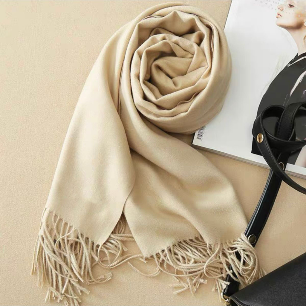 Cachecol lisa de 120～230g com franjas pronto para entrega | Shopee Brasil