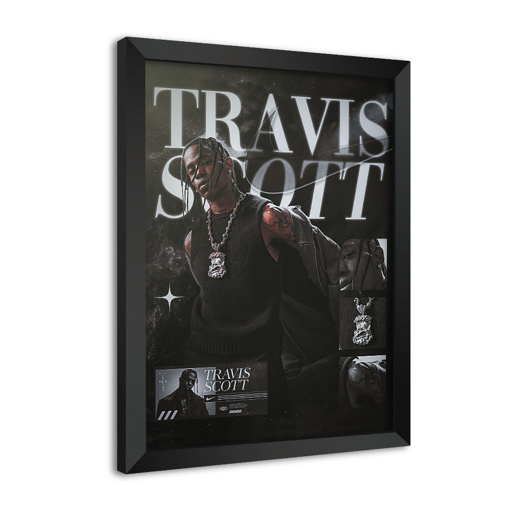 Quadro Poster Decorativo Travis Scott - com Moldura e Vidro | Shopee Brasil