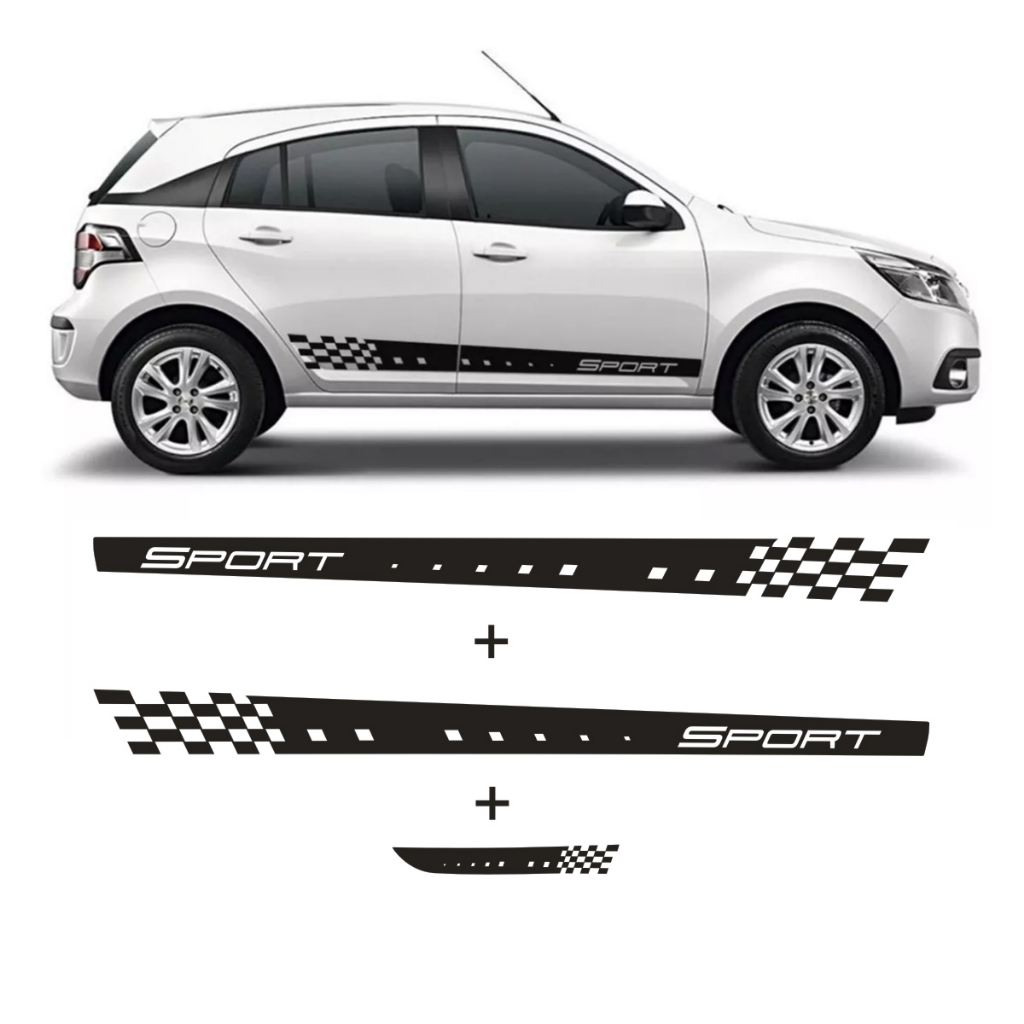 Adesivos Laterais e Traseira Chevrolet Agile Kit Faixas Laterais Portas ...