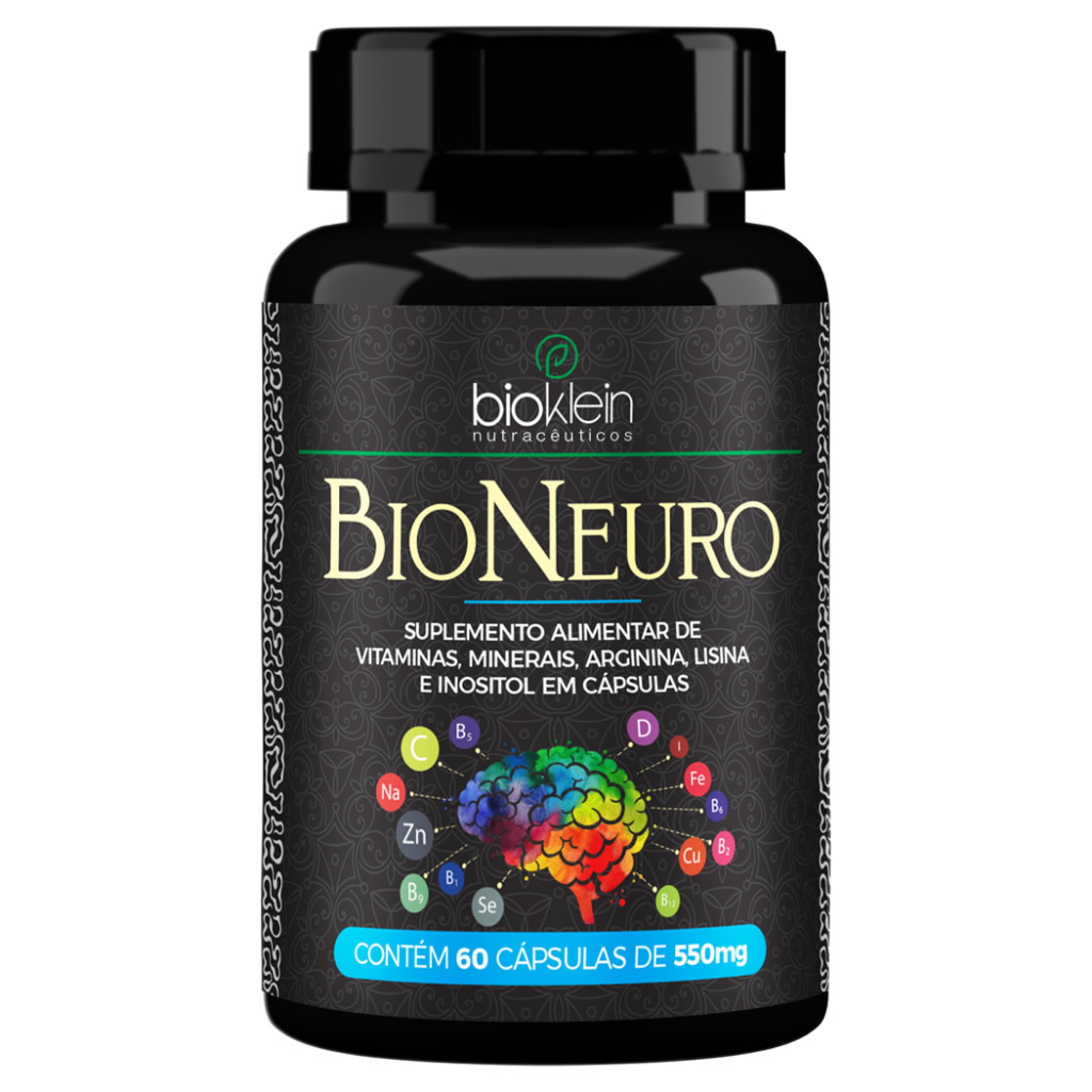 BioNeuro 60 Cápsulas 550mg Bio Neuro Bioklein Lisina Arginina Inositol ...