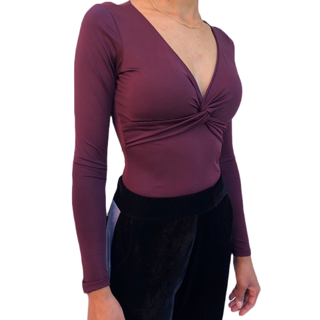 Body Bore Bori Manga Longa Decote V Cruzado Roupas Femininas Premium ...